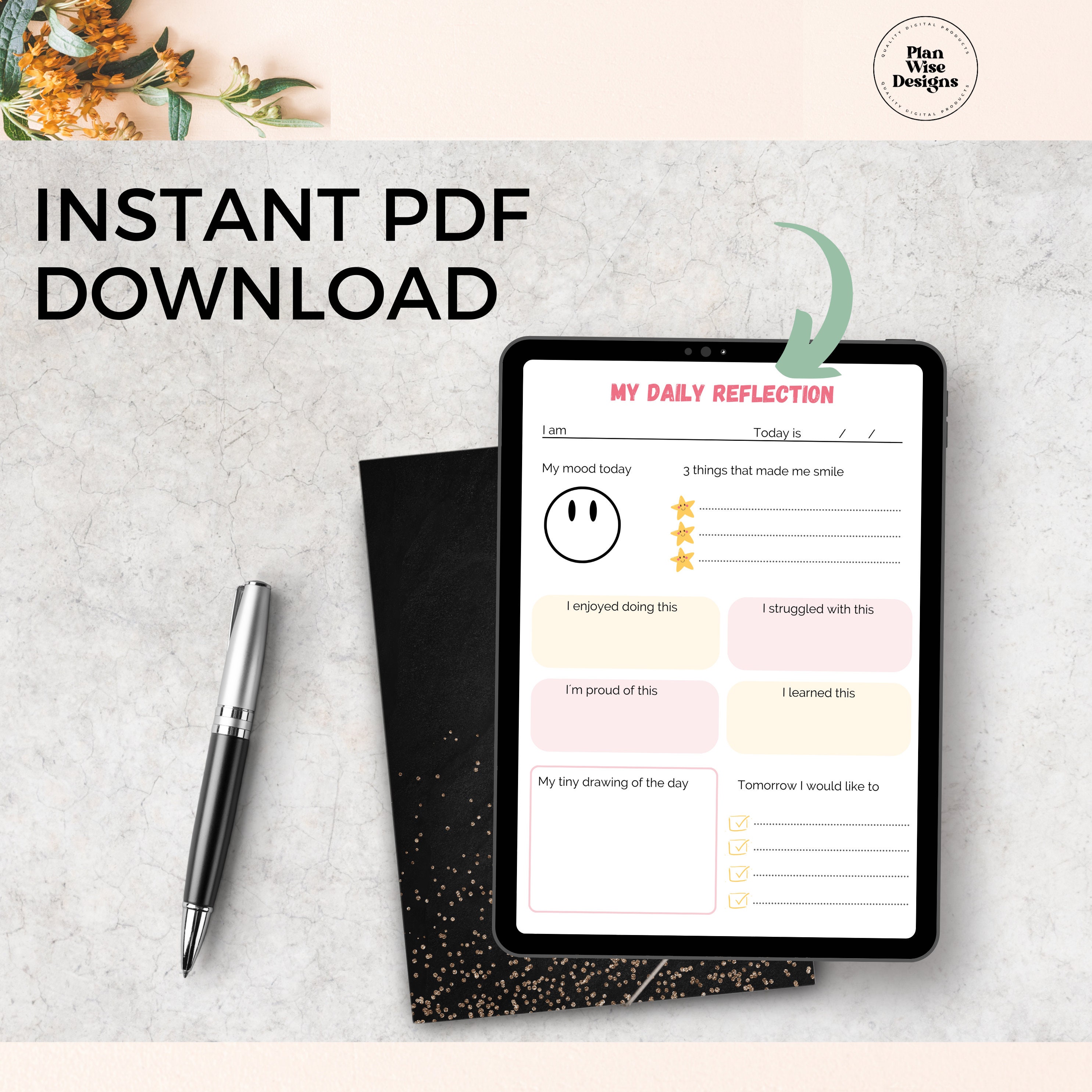 Daily Reflection Printable for Children Activity Self Discovery Kids ...