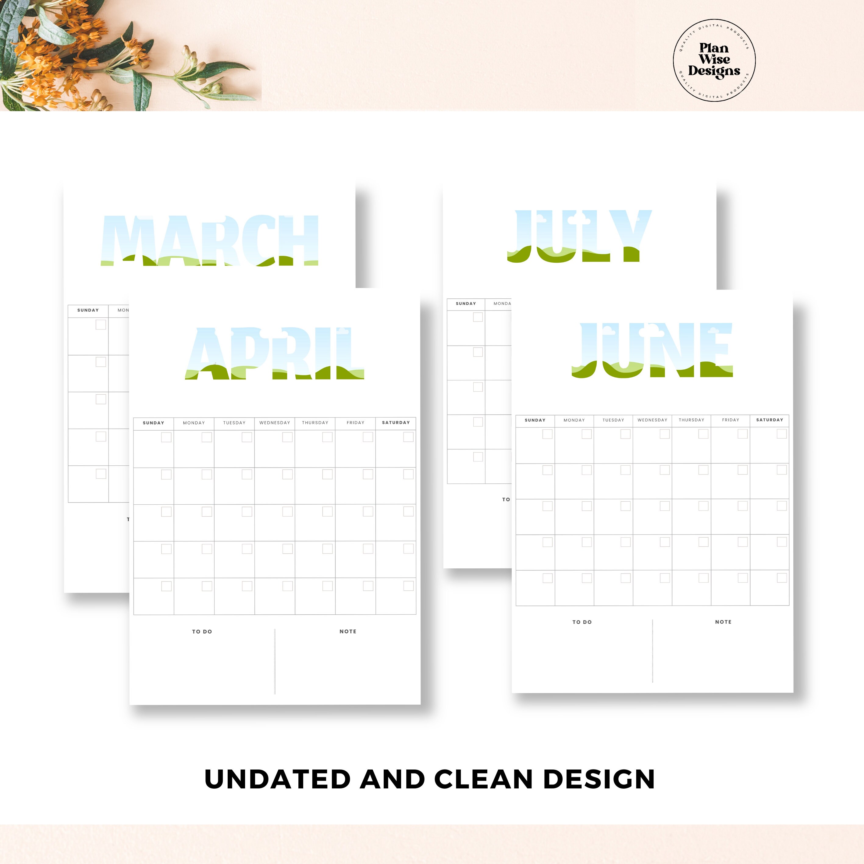 Fully Editable Calendar Canva Template Frame Monthly | Instant Download ...