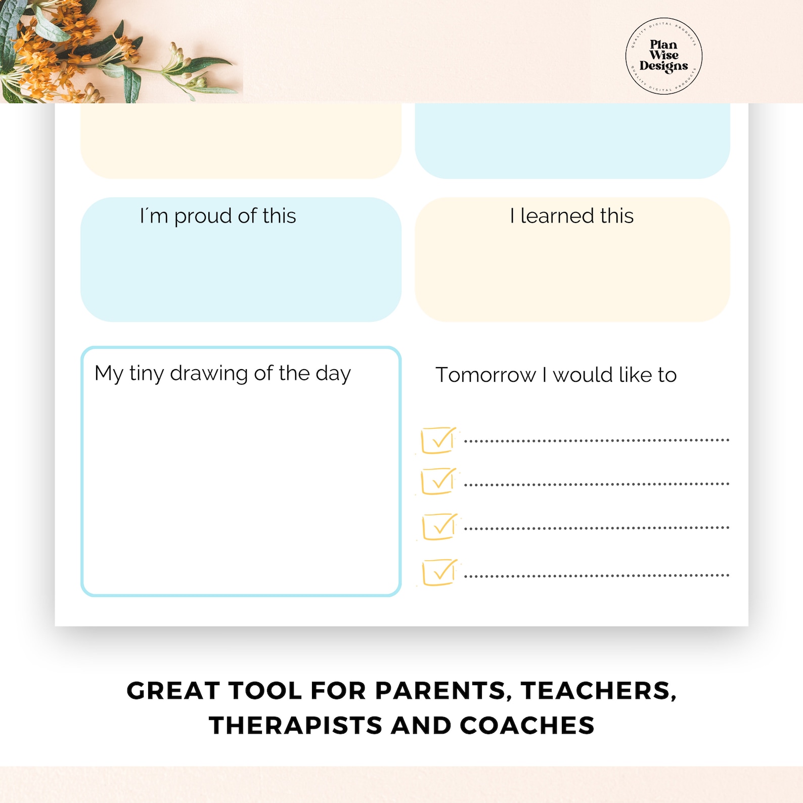 Daily Reflection Printable for Children Activity Self Discovery Kids ...