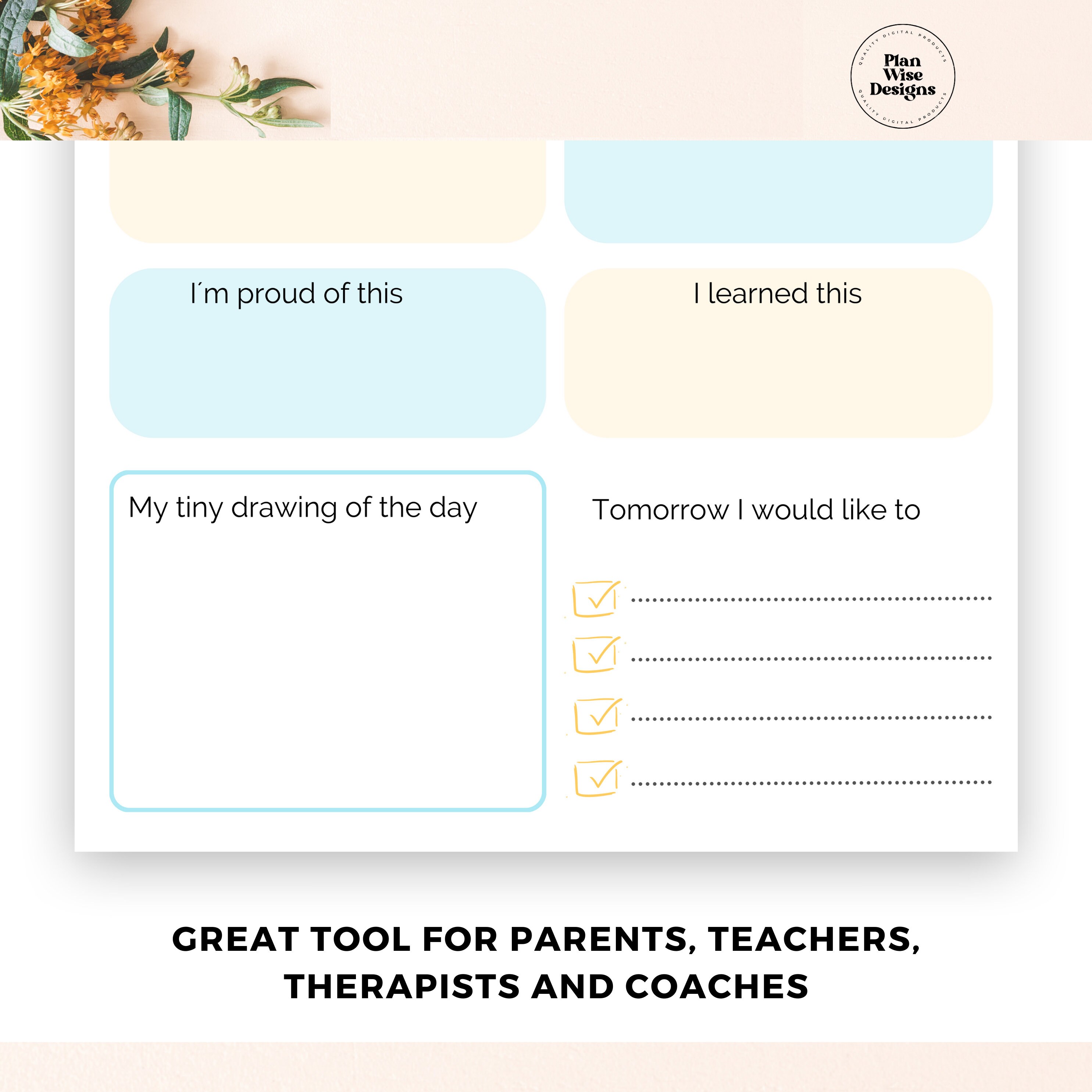 Daily Reflection Printable for Children Activity Self Discovery Kids ...