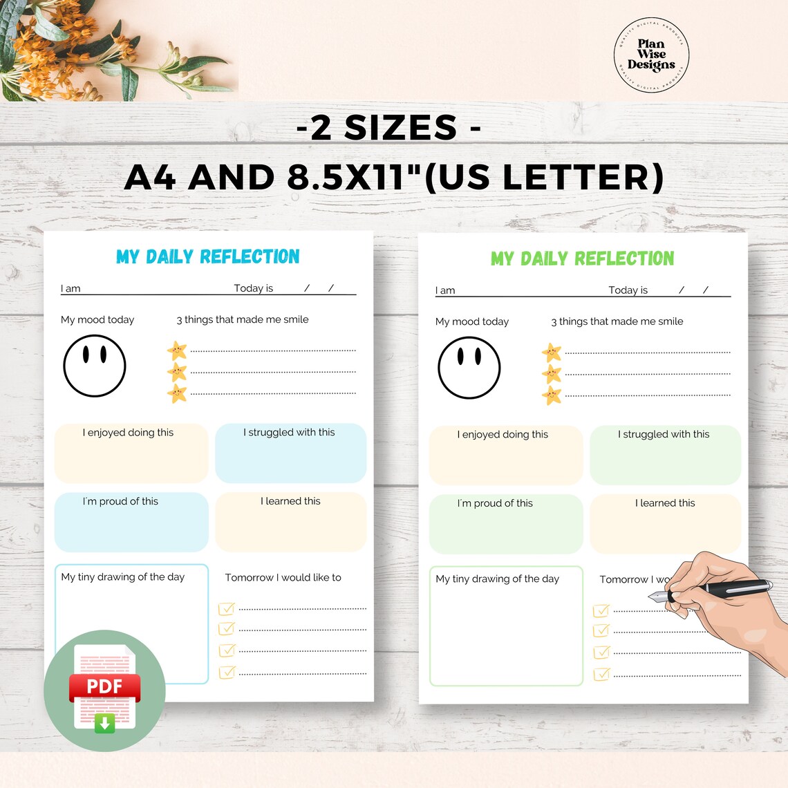 Daily Reflection Printable for Children Activity Self Discovery Kids ...