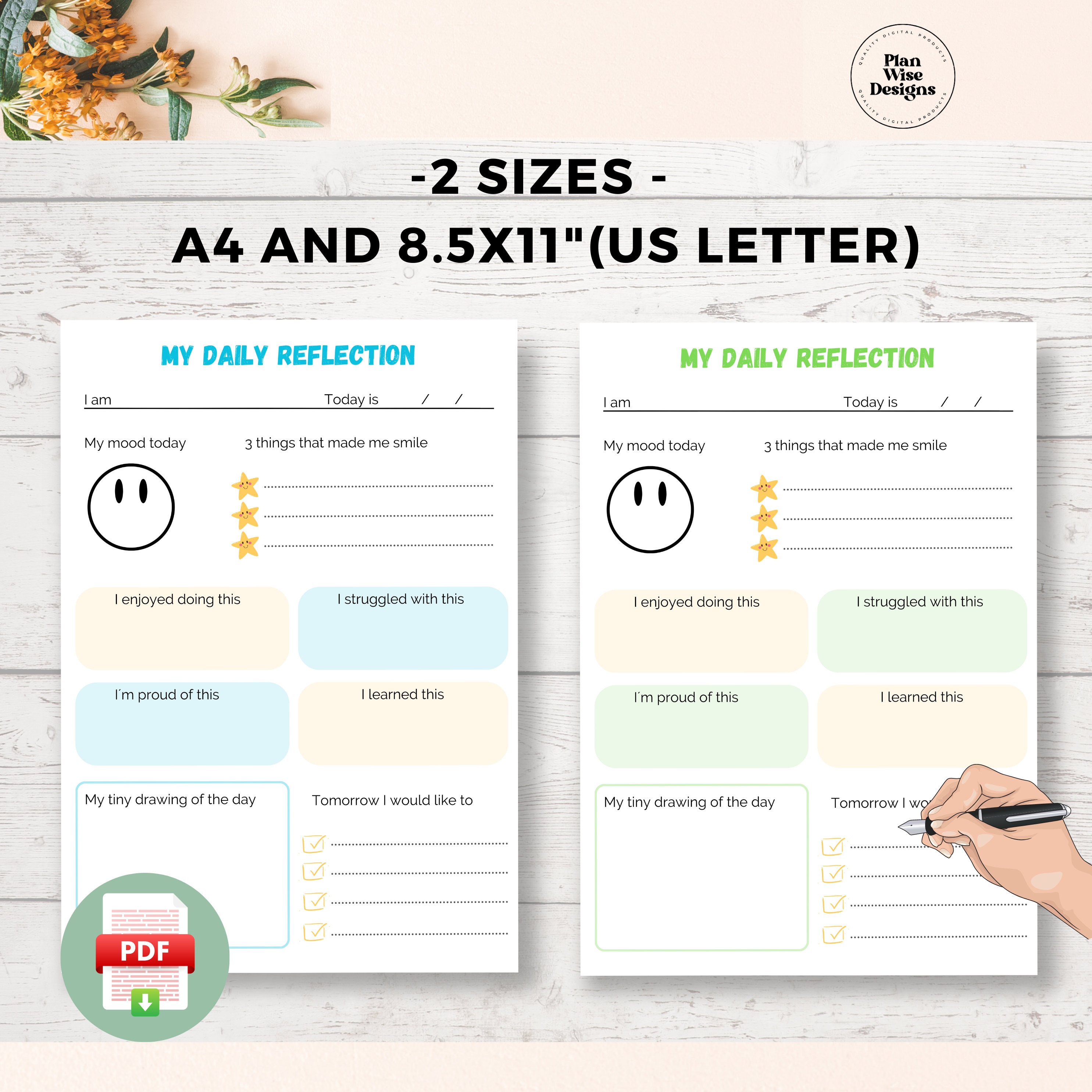 Daily Reflection Printable for Children Activity Self Discovery Kids ...