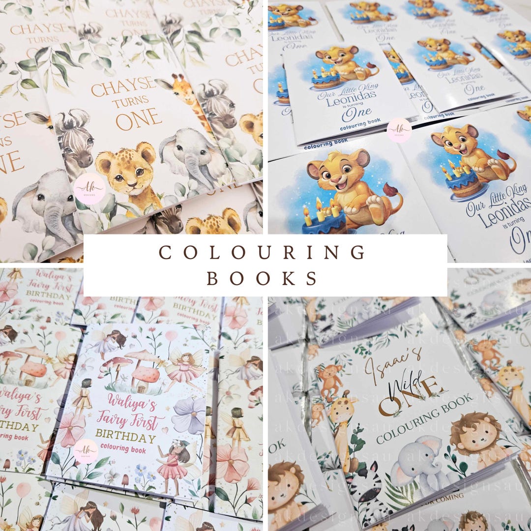 WILD ONE THEME Colouring Book, Childrens Birthday Safari Theme ...