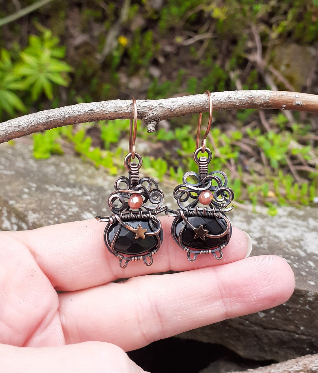Cauldron Earrings, Black Cauldron Earrings, Halloween Earrings, Copper ...