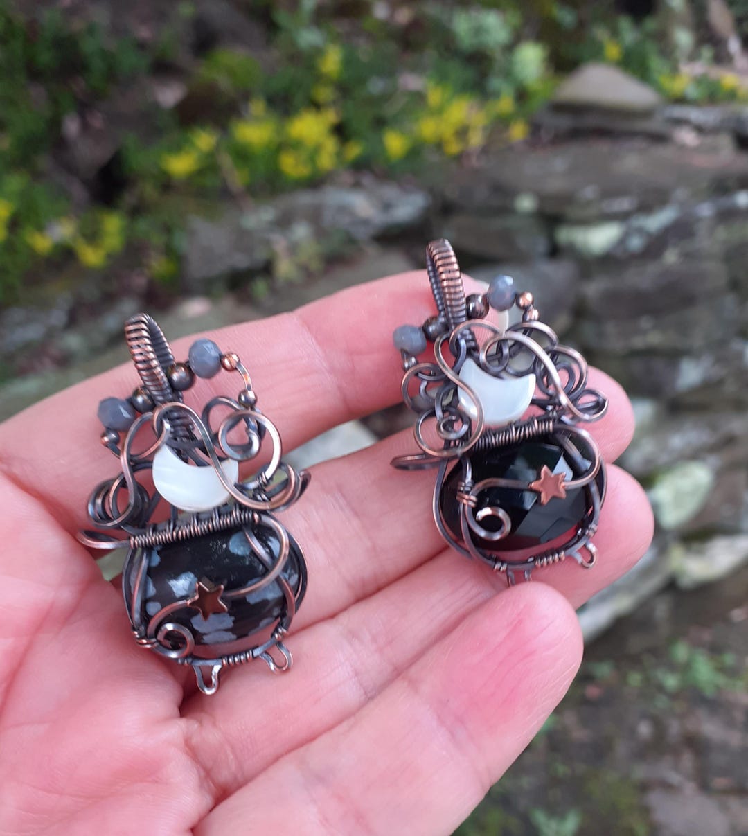 Cauldron Necklace, Mini Cauldron Necklace, Obsidian Cauldron Pendant ...