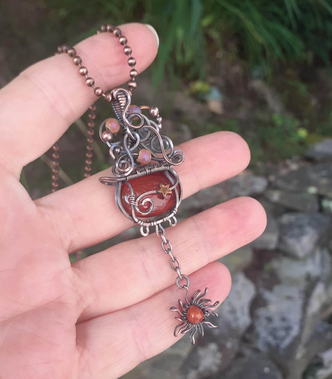 Carnelian Cauldron Pendant: Copper Wire Wrapped Witch Jewelry - Etsy