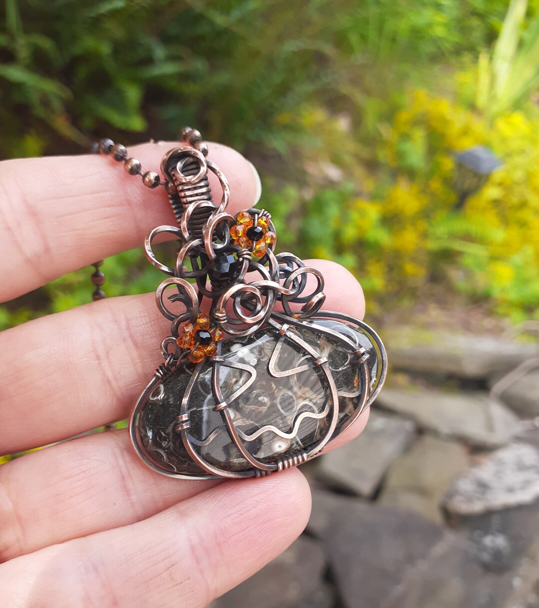 Pumpkin Pendant, Jack O Lantern Pendant, Halloween Jewelry, Fall ...