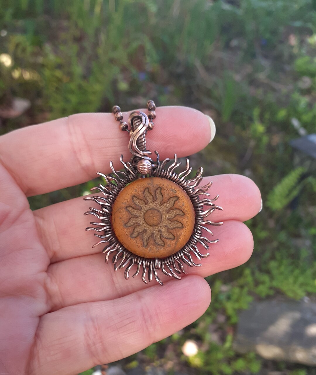Sun Pendant, Sunflower Pendant, Copper Wire Jewelry, Summer Jewelry ...
