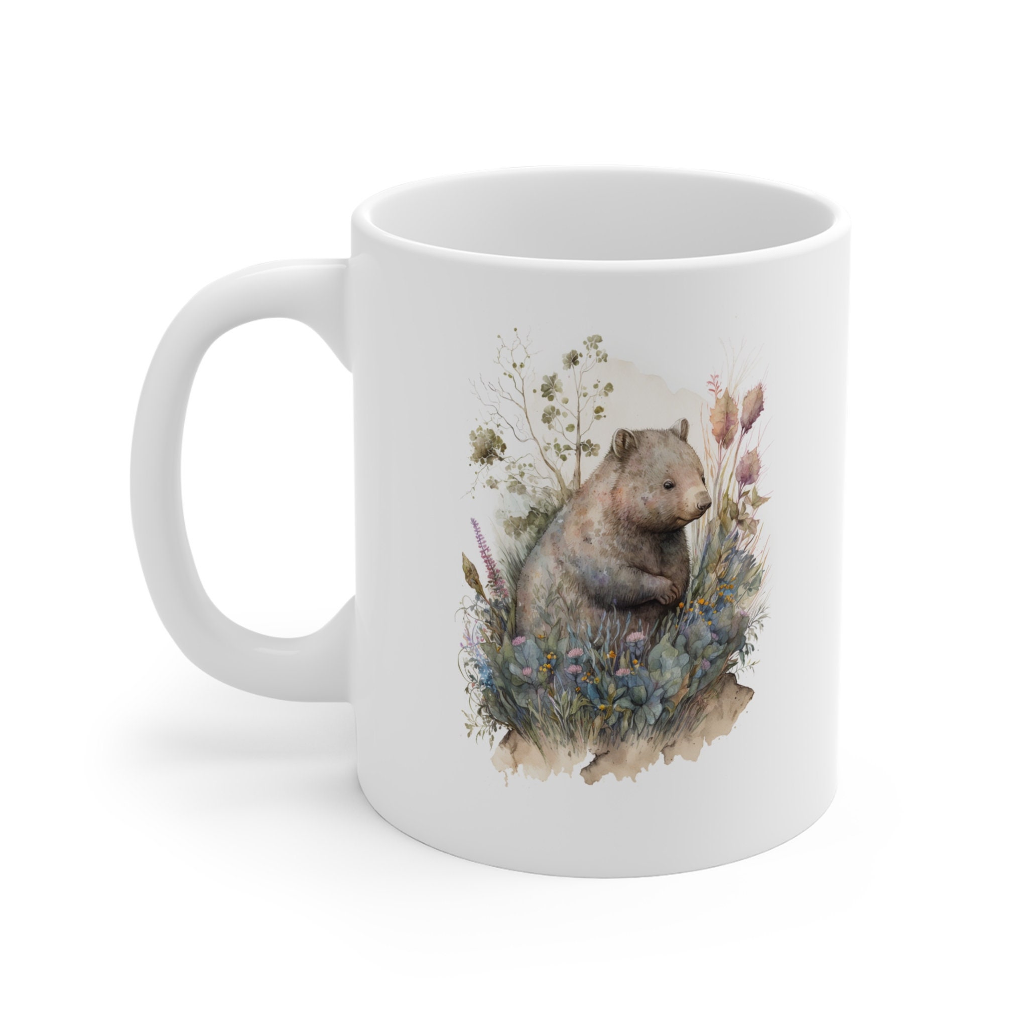 Personalized Custom Mug Wombat Mug Wildflowers Watercolor Print Coffee ...