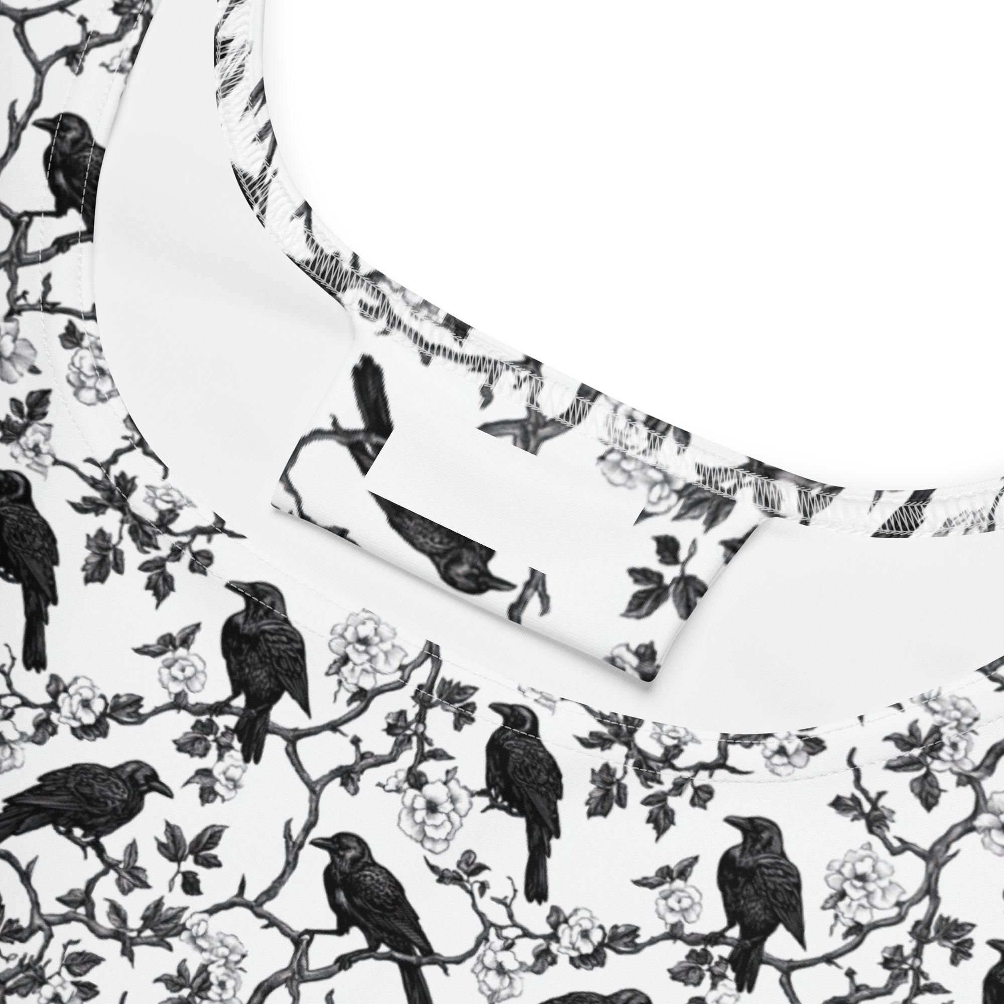 Black Floral Roses Skater Raven Crow Bird Dress, Halloween Outfit, Fall ...