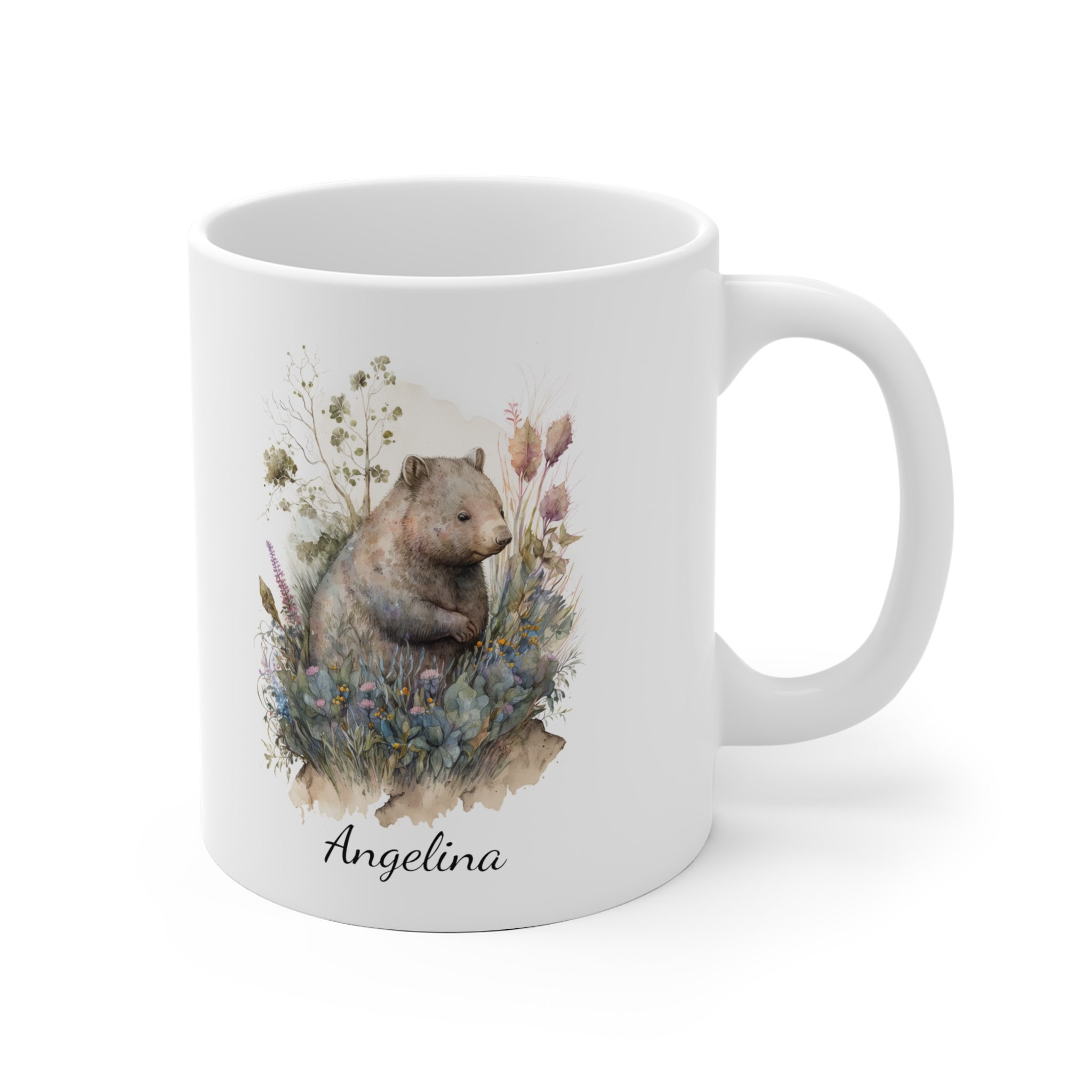 Personalized Custom Mug Wombat Mug Wildflowers Watercolor Print Coffee ...