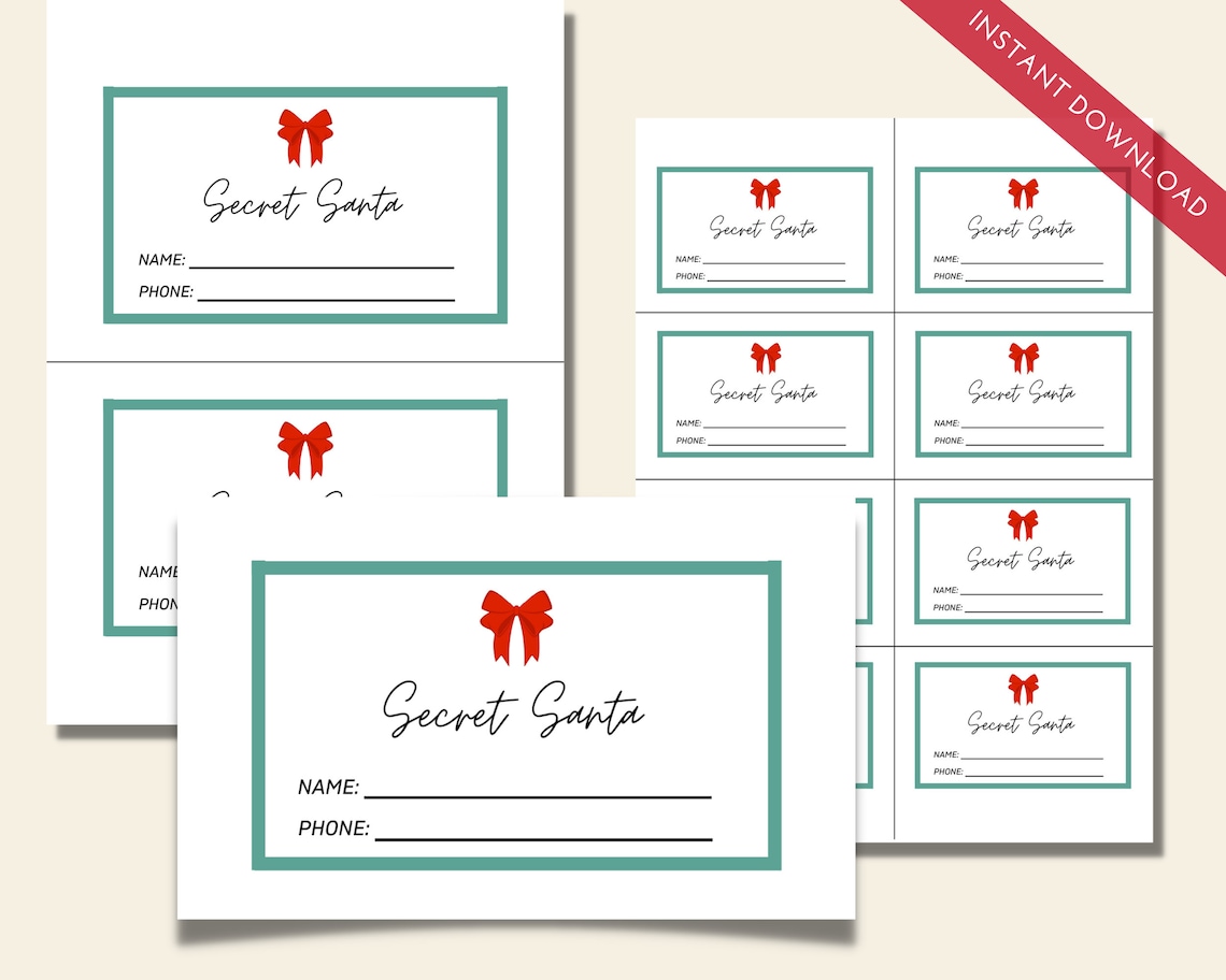 Secret Santa Tickets, Printable Secret Santa Tickets, Christmas ...