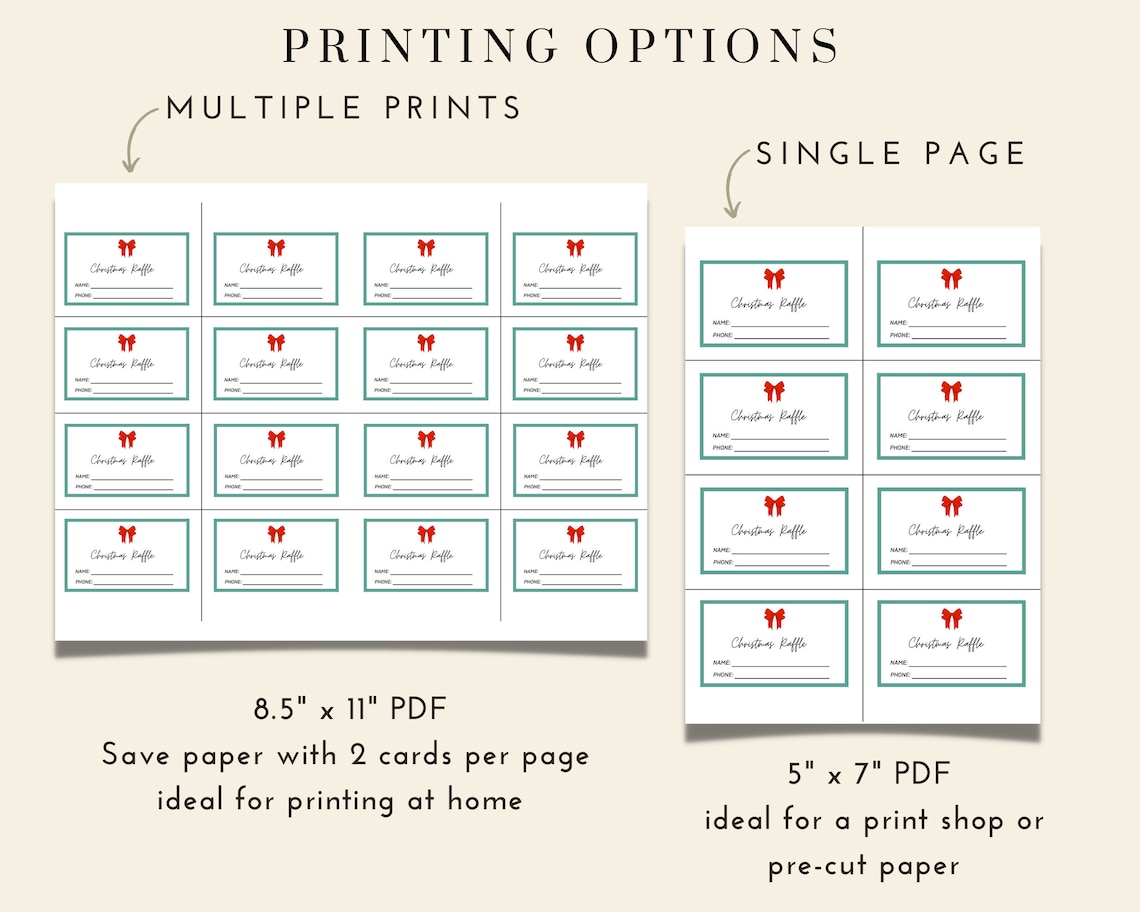 Christmas Raffle Tickets, Printable Holiday Raffle Tickets, Christmas ...