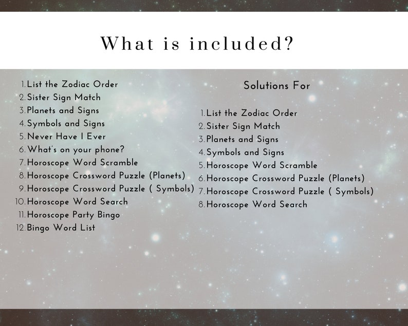 Boho Themed Horoscope Party Game Bundle, Printable Zodiac Party Games ...
