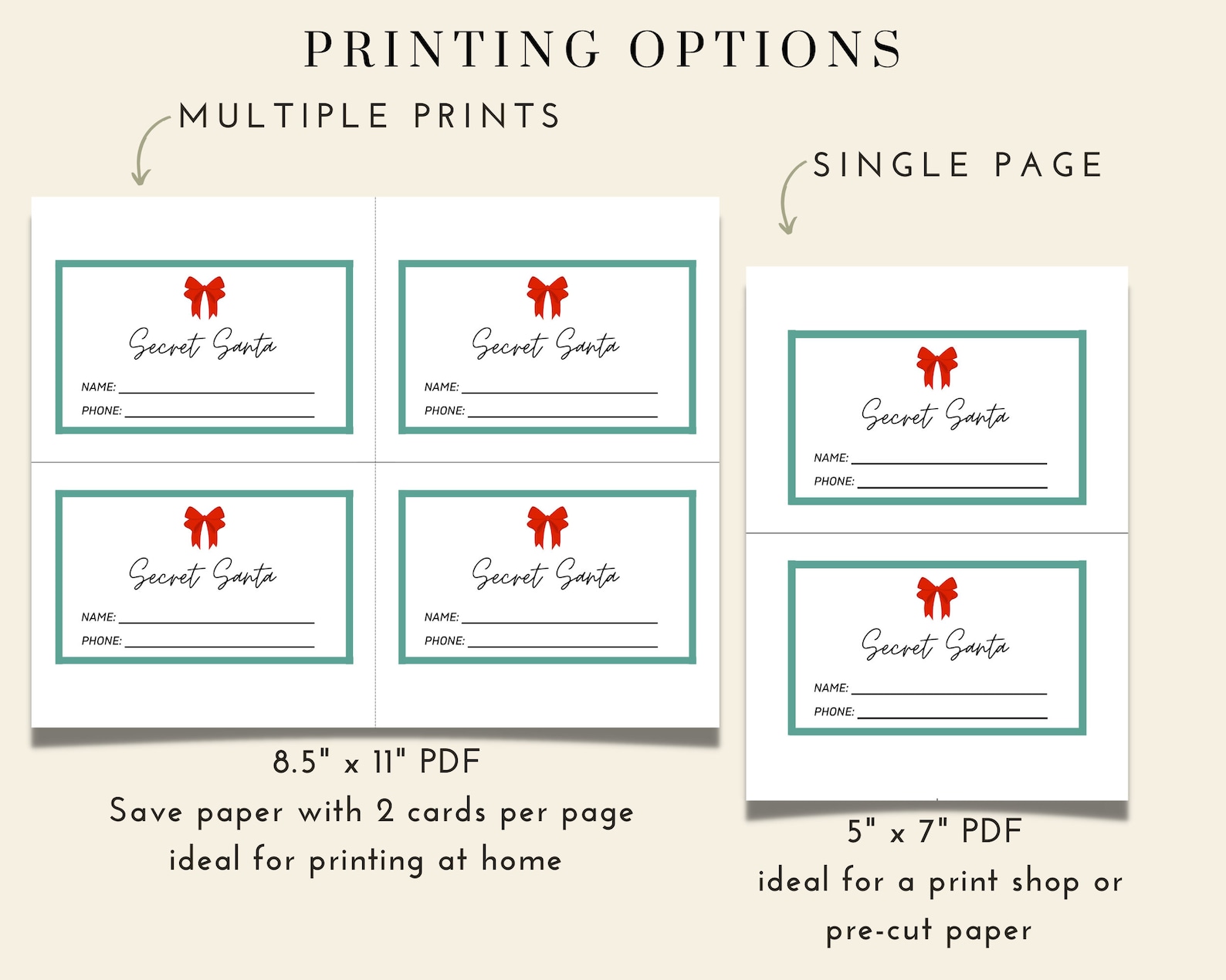 Secret Santa Tickets, Printable Secret Santa Tickets, Christmas ...