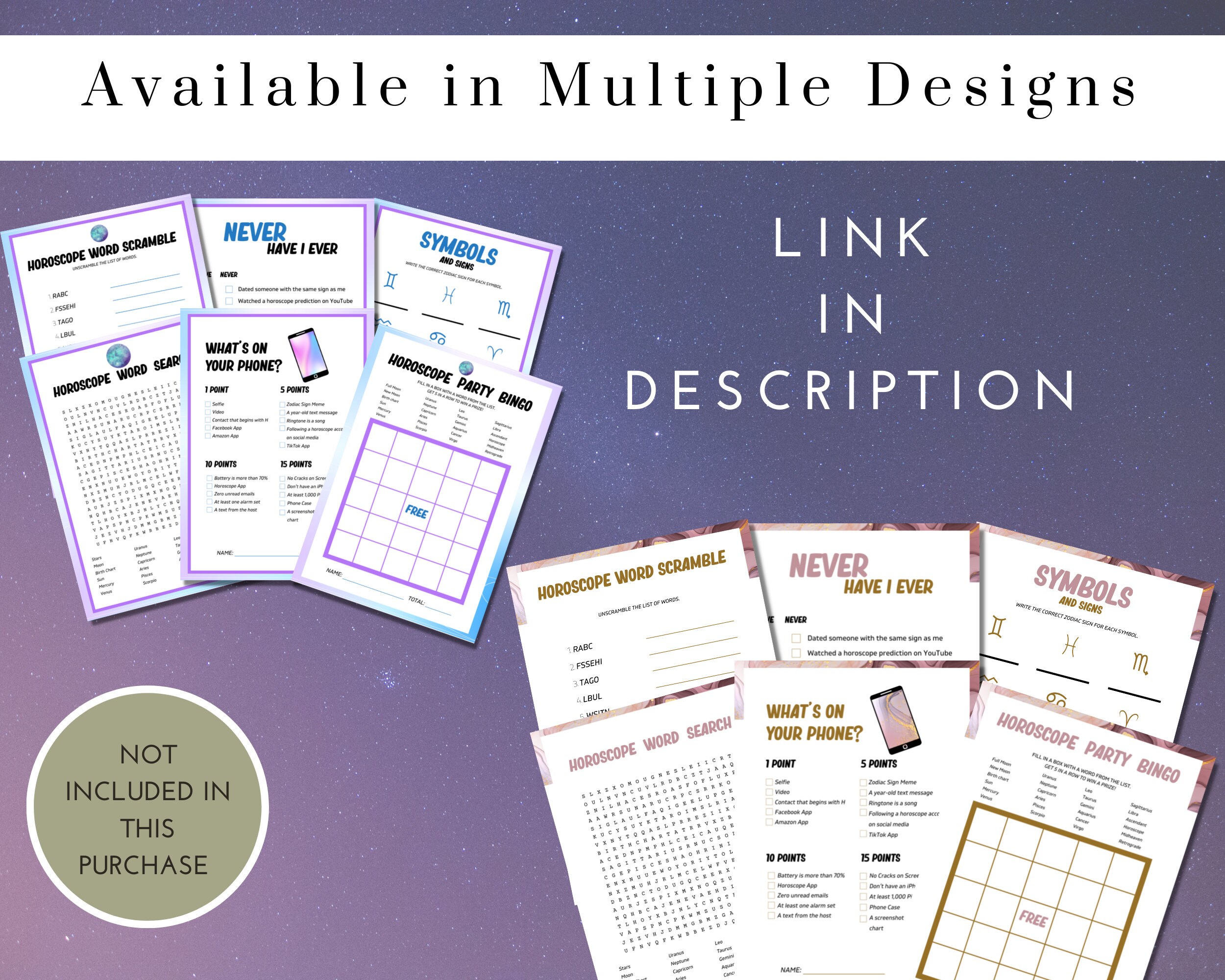 Horoscope Party Game Bundle, Printable Zodiac Party Games, Astrology ...