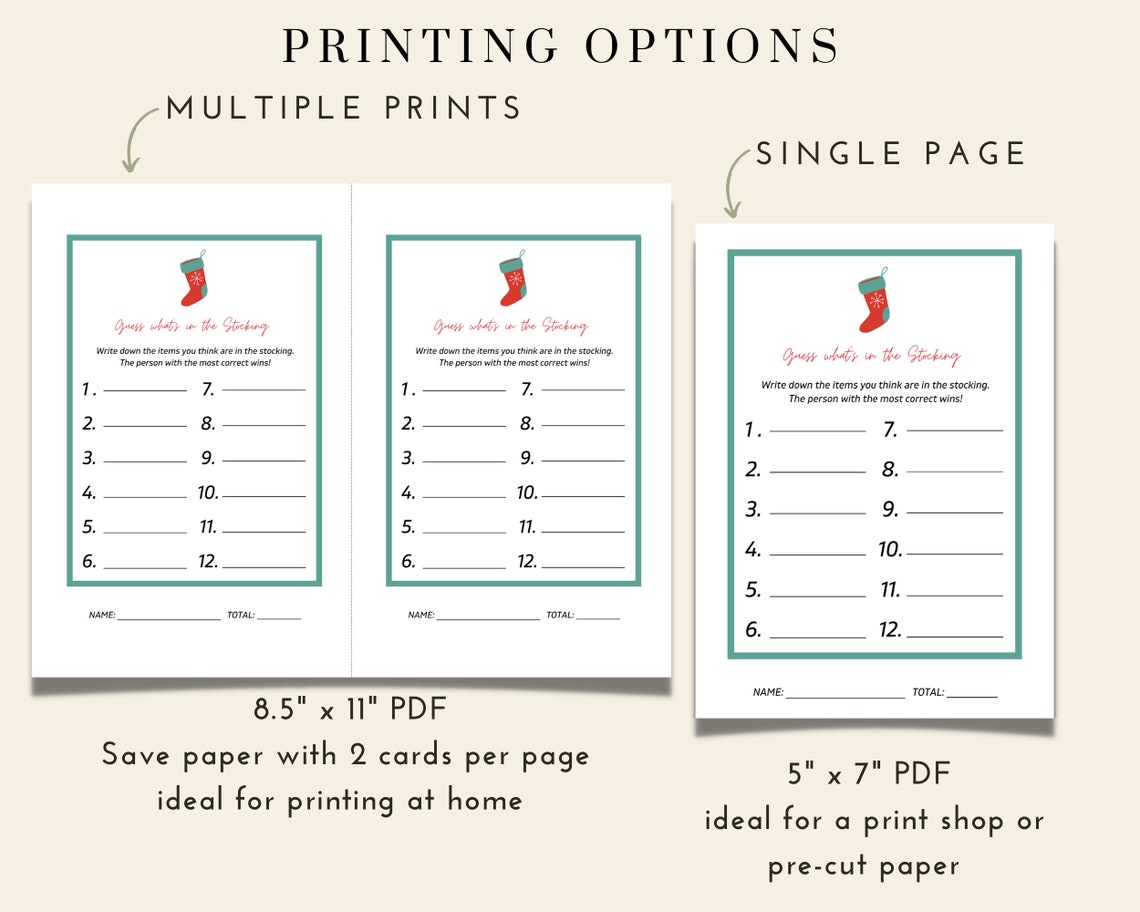 Guess Whats in the Stocking Christmas Party Game, Printable Holiday ...