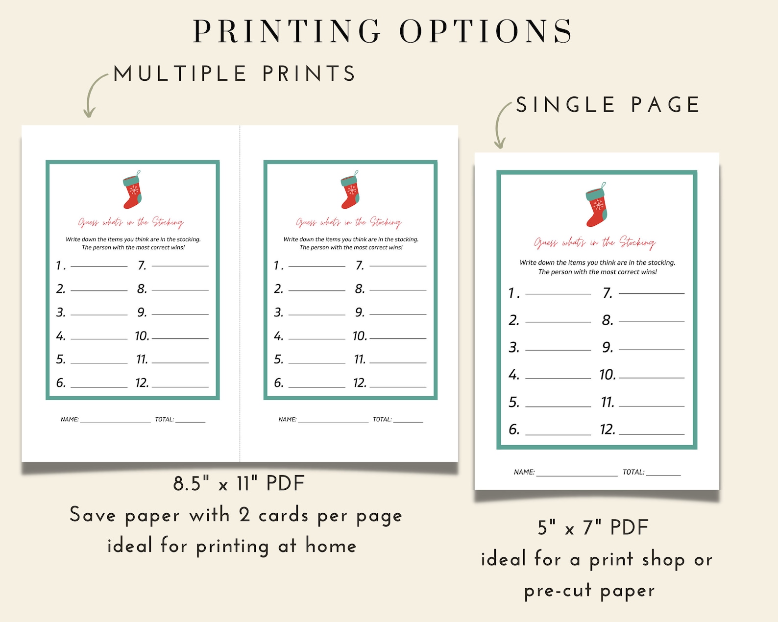 Guess Whats in the Stocking Christmas Party Game, Printable Holiday ...