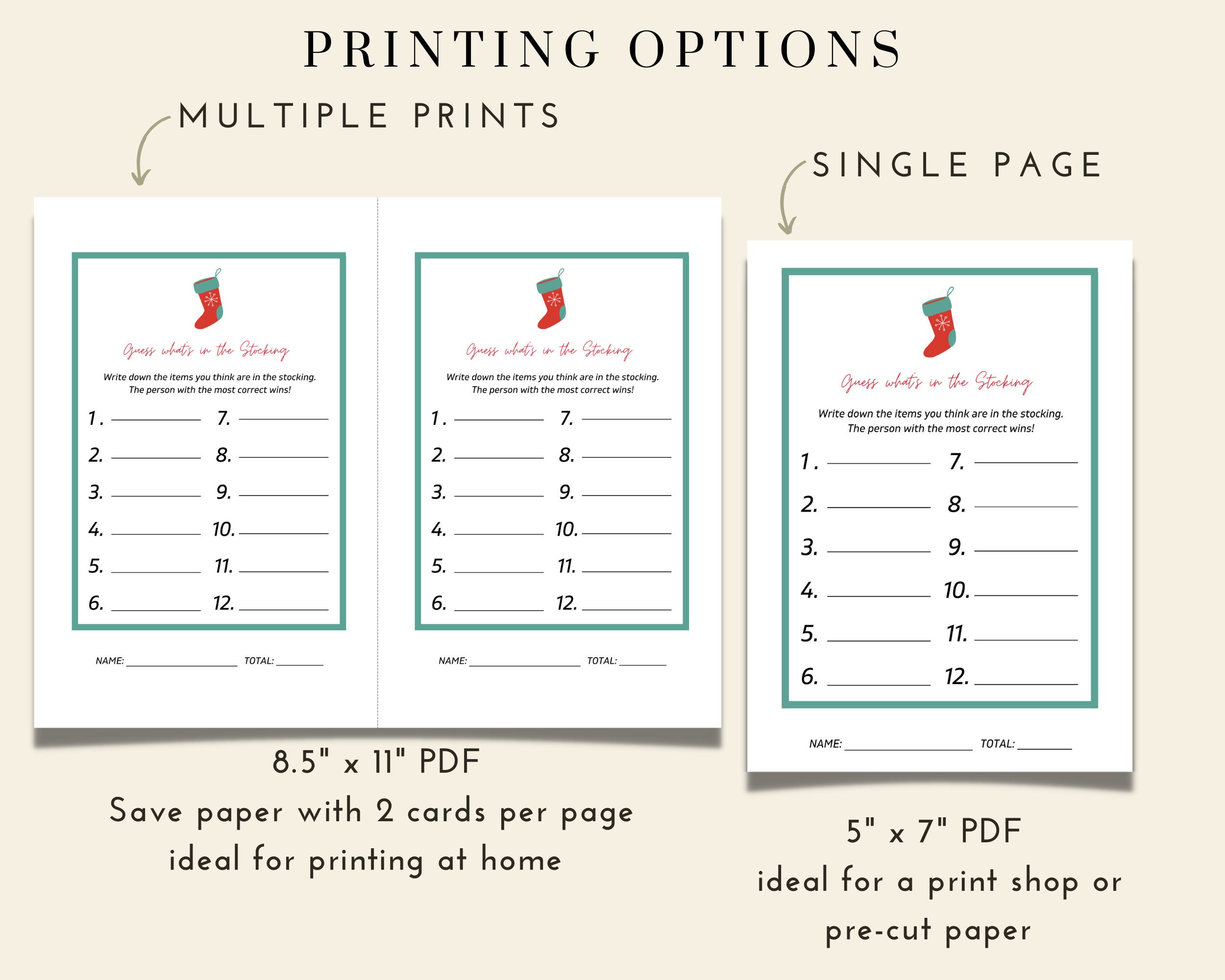 Guess Whats in the Stocking Christmas Party Game, Printable Holiday ...