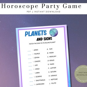 Horoscope Party Game, Planets & Signs, Printable Zodiac Party Game ...