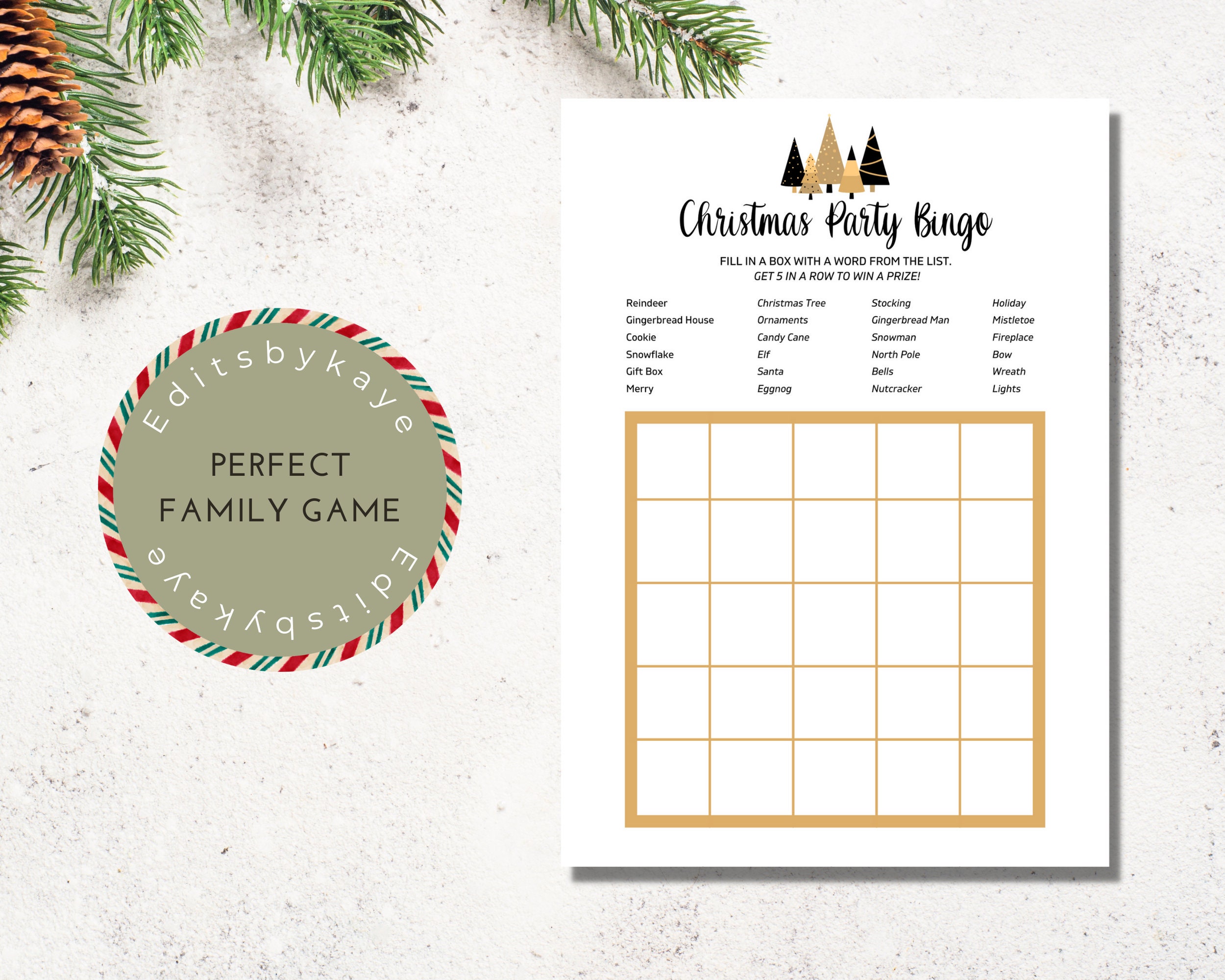 Christmas Bingo Party Game, Bingo Printable Holiday Party Game ...