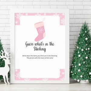 Pink Snowflake Christmas Game, Guess Whats in the Stocking, Printable ...