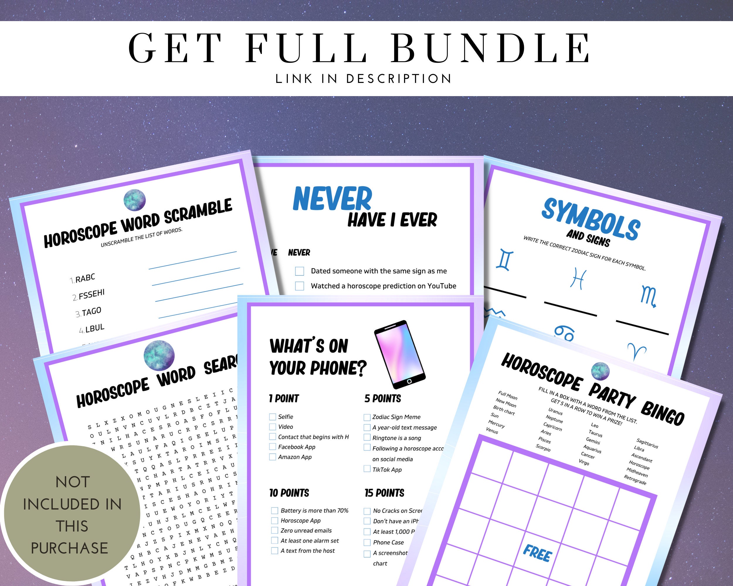 Horoscope Party Game, Planets & Signs, Printable Zodiac Party Game ...