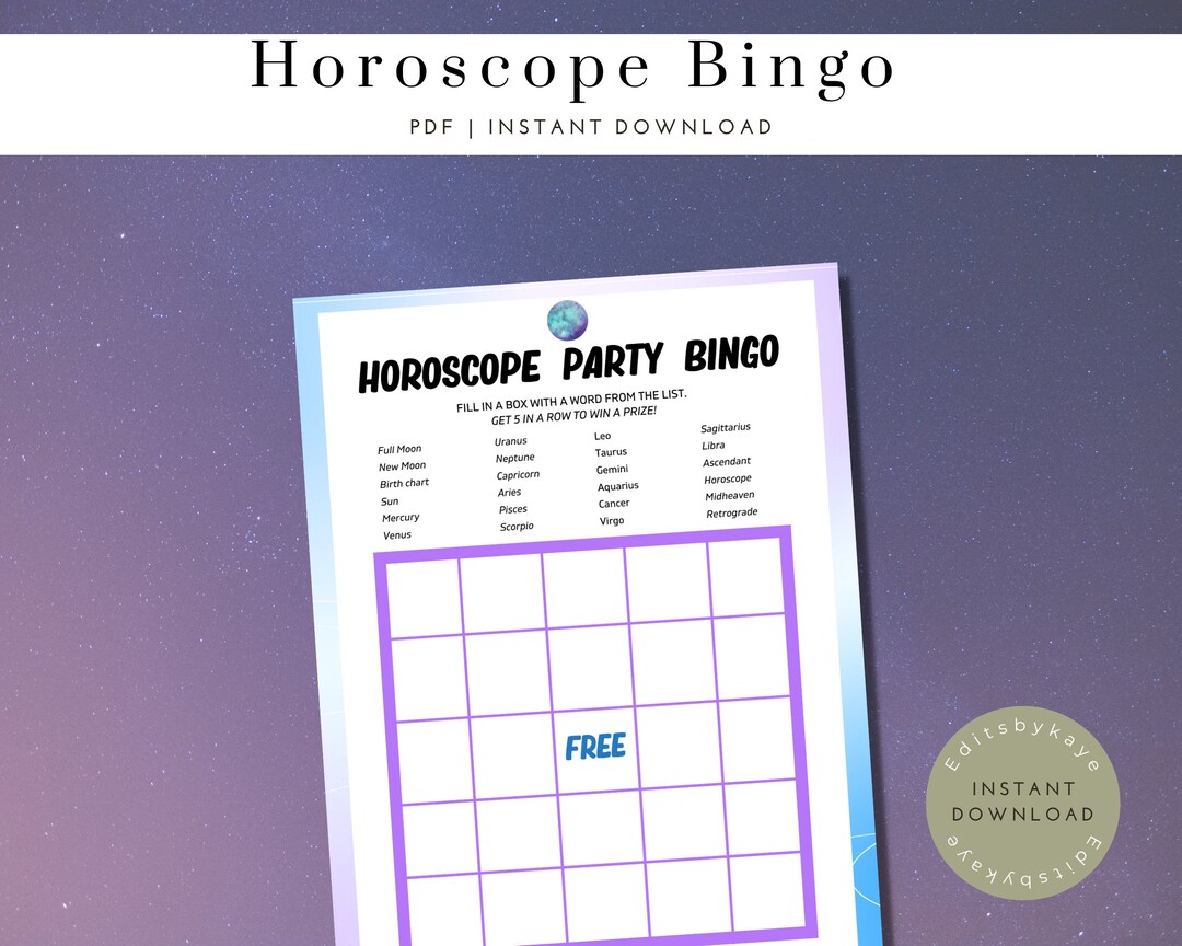 Horoscope Bingo Party Game, Printable Zodiac Party Games, Astrology ...