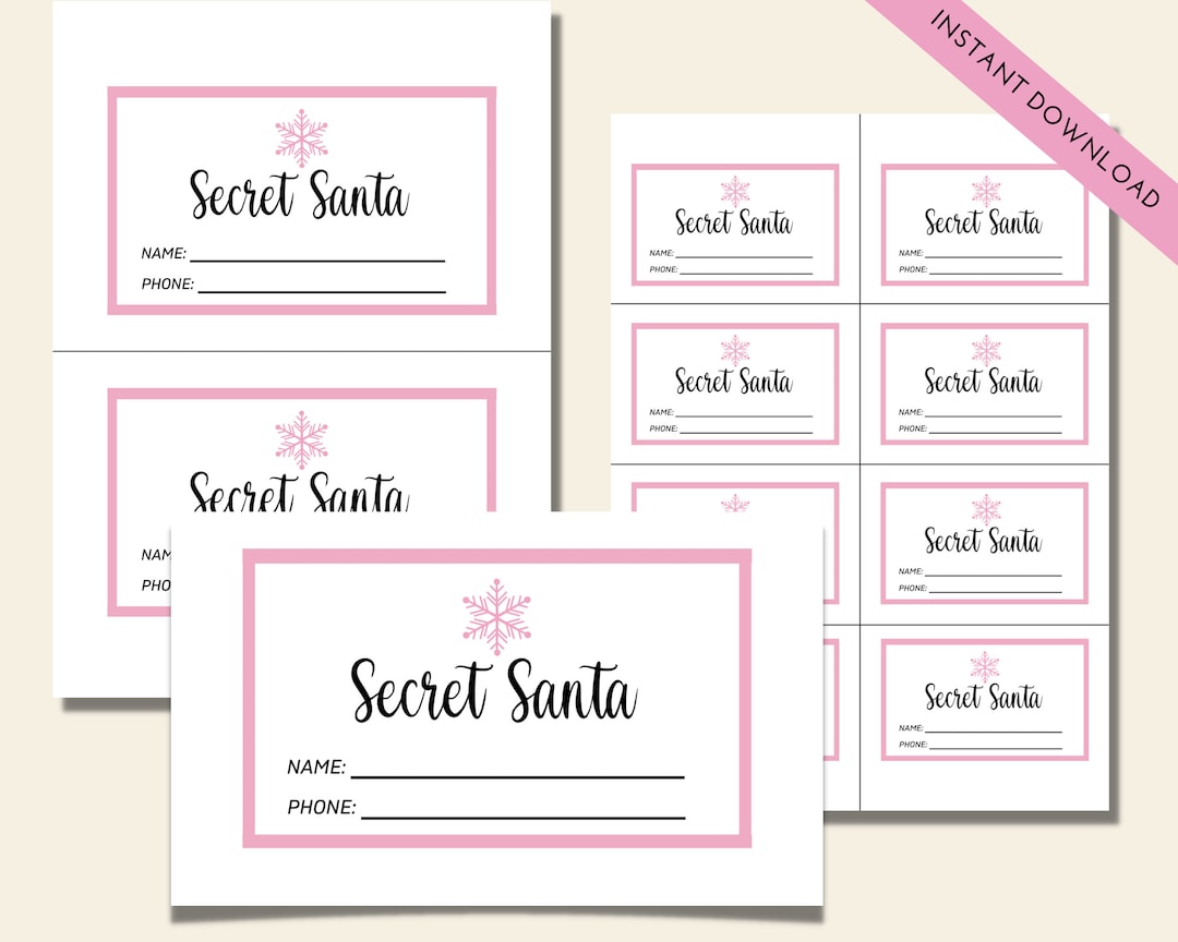Pink Snowflake Secret Santa Tickets, Printable Secret Santa Tickets, Christmas Activities ...
