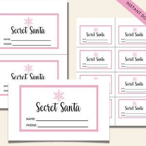 Pink Snowflake Secret Santa Tickets, Printable Secret Santa Tickets ...