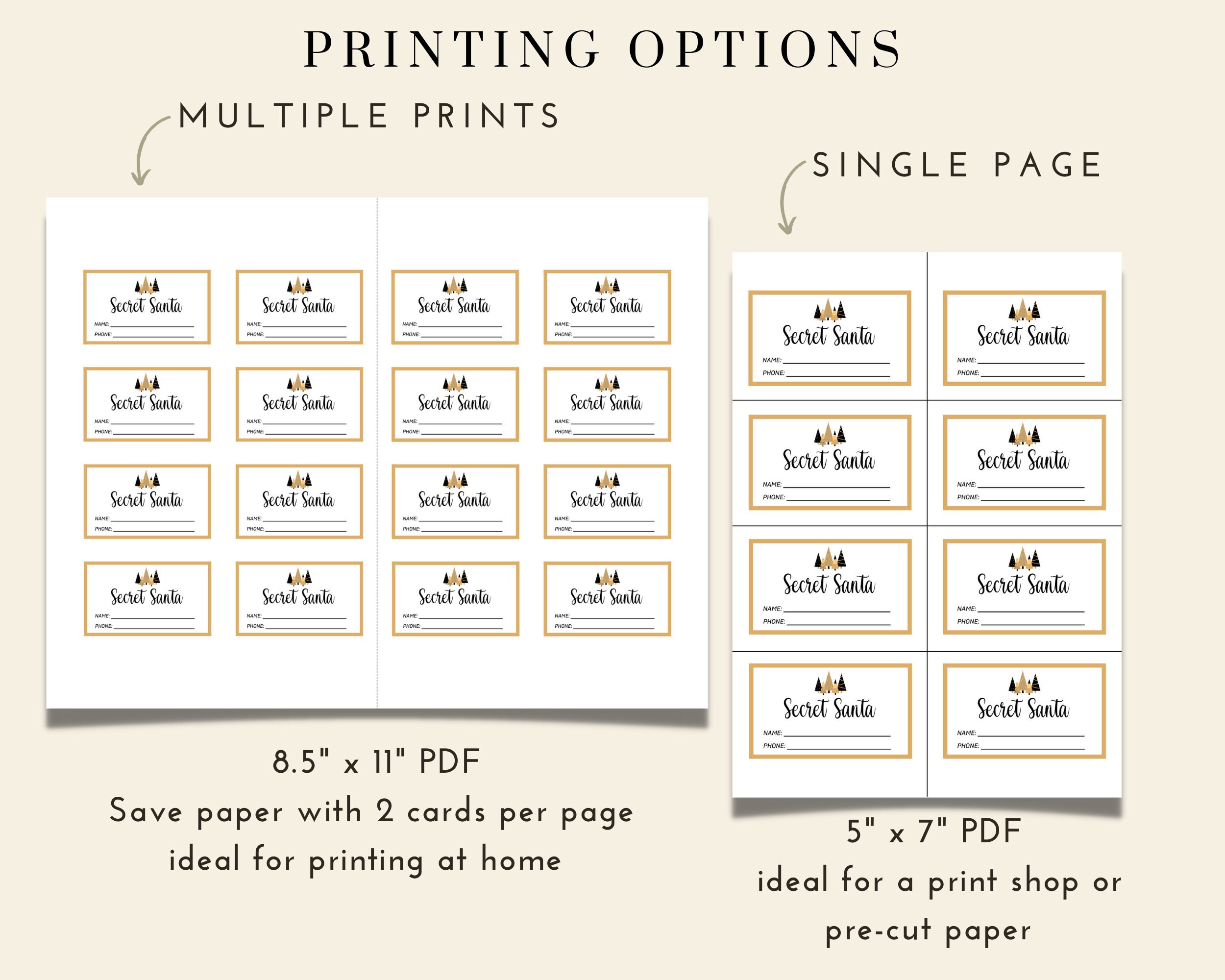 Secret Santa Tickets, Printable Secret Santa Tickets, Christmas ...