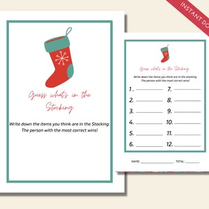 Guess Whats in the Stocking Christmas Party Game, Printable Holiday ...