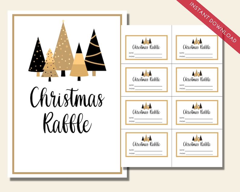 Christmas Raffle Tickets, Printable Holiday Raffle Tickets, Christmas ...