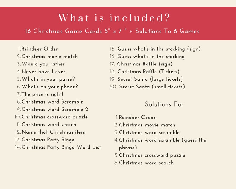 Printable Christmas Game Bundle, Holiday Party Games, 16 Games Included ...