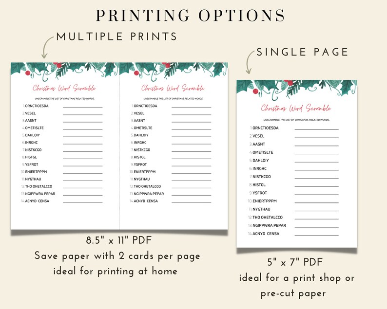 Christmas Word Scramble Party Game Printable Holiday Party - Etsy