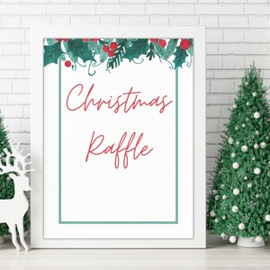 Christmas Raffle Tickets, Printable Holiday Raffle Tickets, Christmas ...