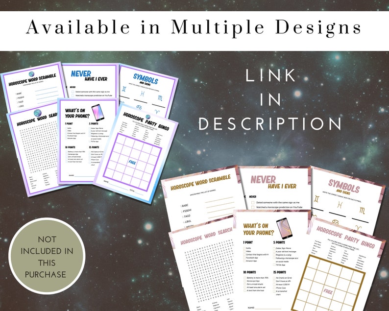 Boho Themed Horoscope Party Game Bundle, Printable Zodiac Party Games ...