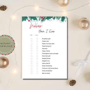 Never Have I Ever Christmas Game Printable Holiday Party - Etsy
