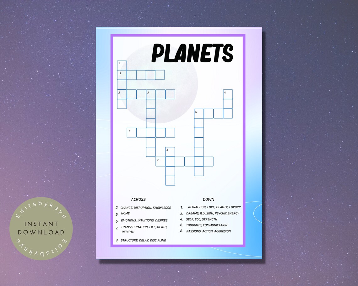 Horoscope Crossword Puzzle, Printable Zodiac Party Games, Astrology ...