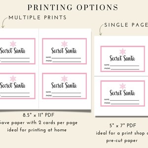 Pink Snowflake Secret Santa Tickets, Printable Secret Santa Tickets ...