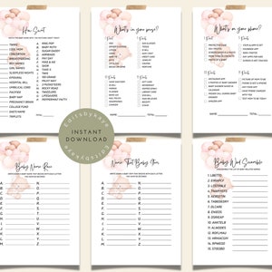 Pink Teddy Bear Baby Shower Games, Baby Shower Games Bundle, Printable Baby Shower Games, Teddy ...