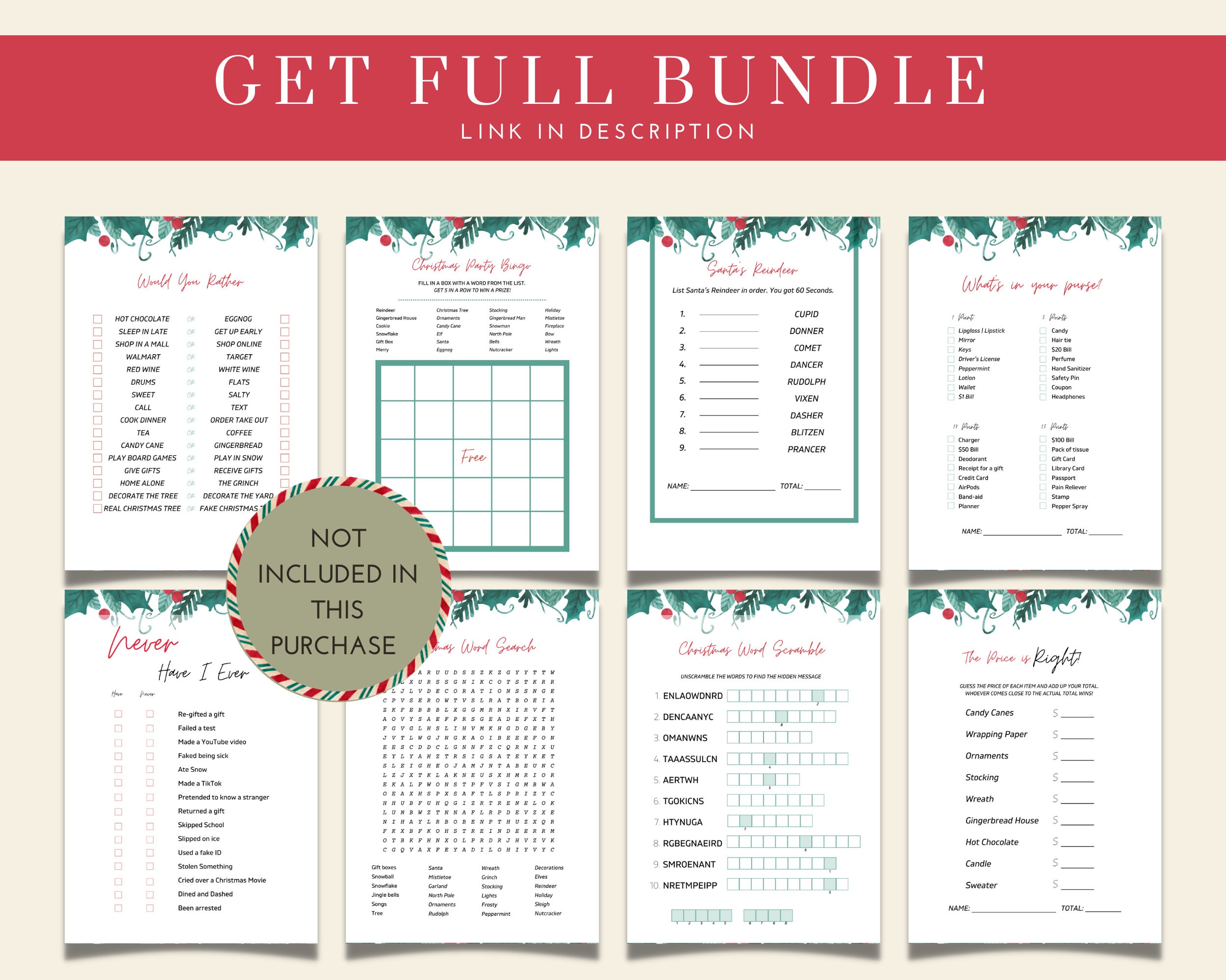 Guess Whats in the Stocking Christmas Party Game, Printable Holiday ...