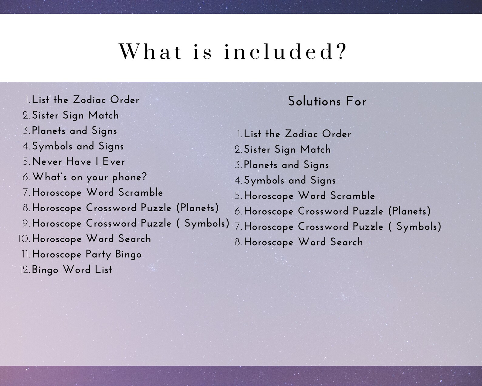 Horoscope Party Game Bundle, Printable Zodiac Party Games, Astrology ...