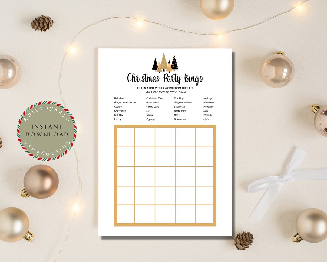 Christmas Bingo Party Game, Bingo Printable Holiday Party Game ...