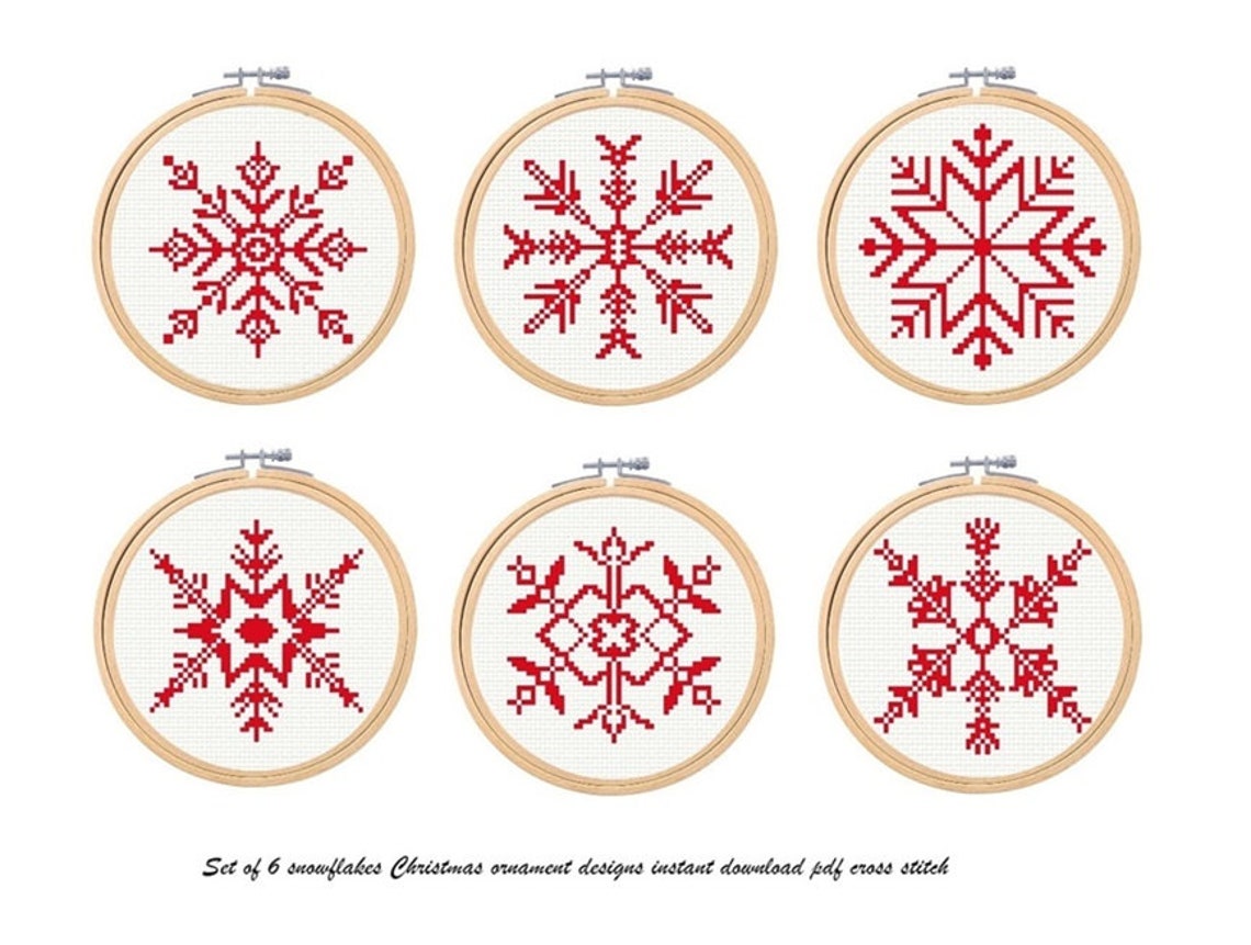 Snowflakes Cross Stitch Patterns for Christmas Tree Ornaments, X-mas ...