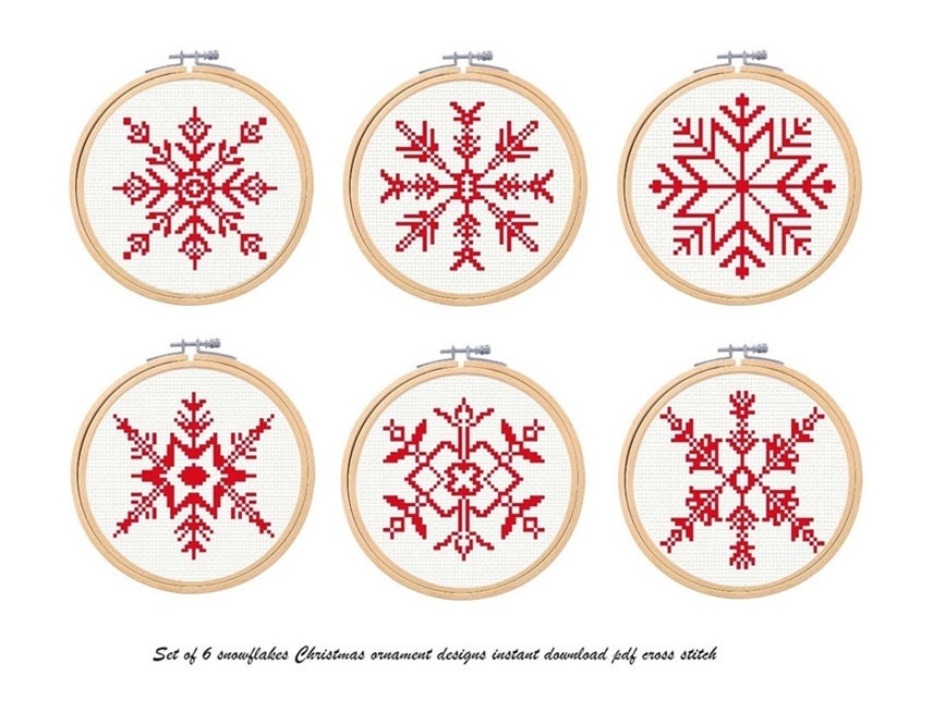 Snowflakes Cross Stitch Patterns for Christmas Tree Ornaments, X-mas ...