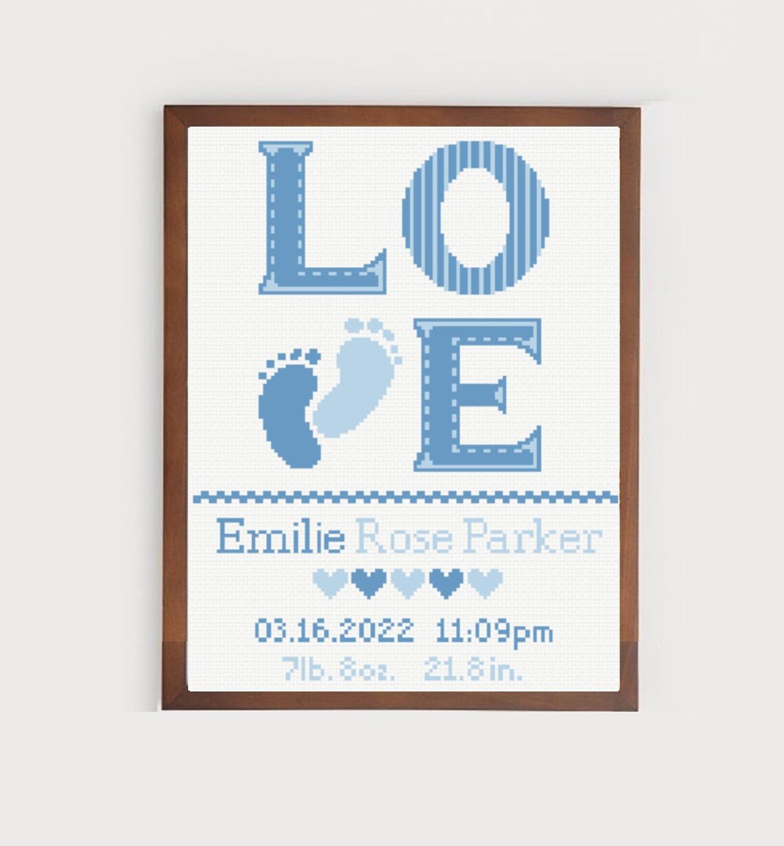 Counted Cross Stitch Pattern Baby Girl Boy Love Birth Announcement ...