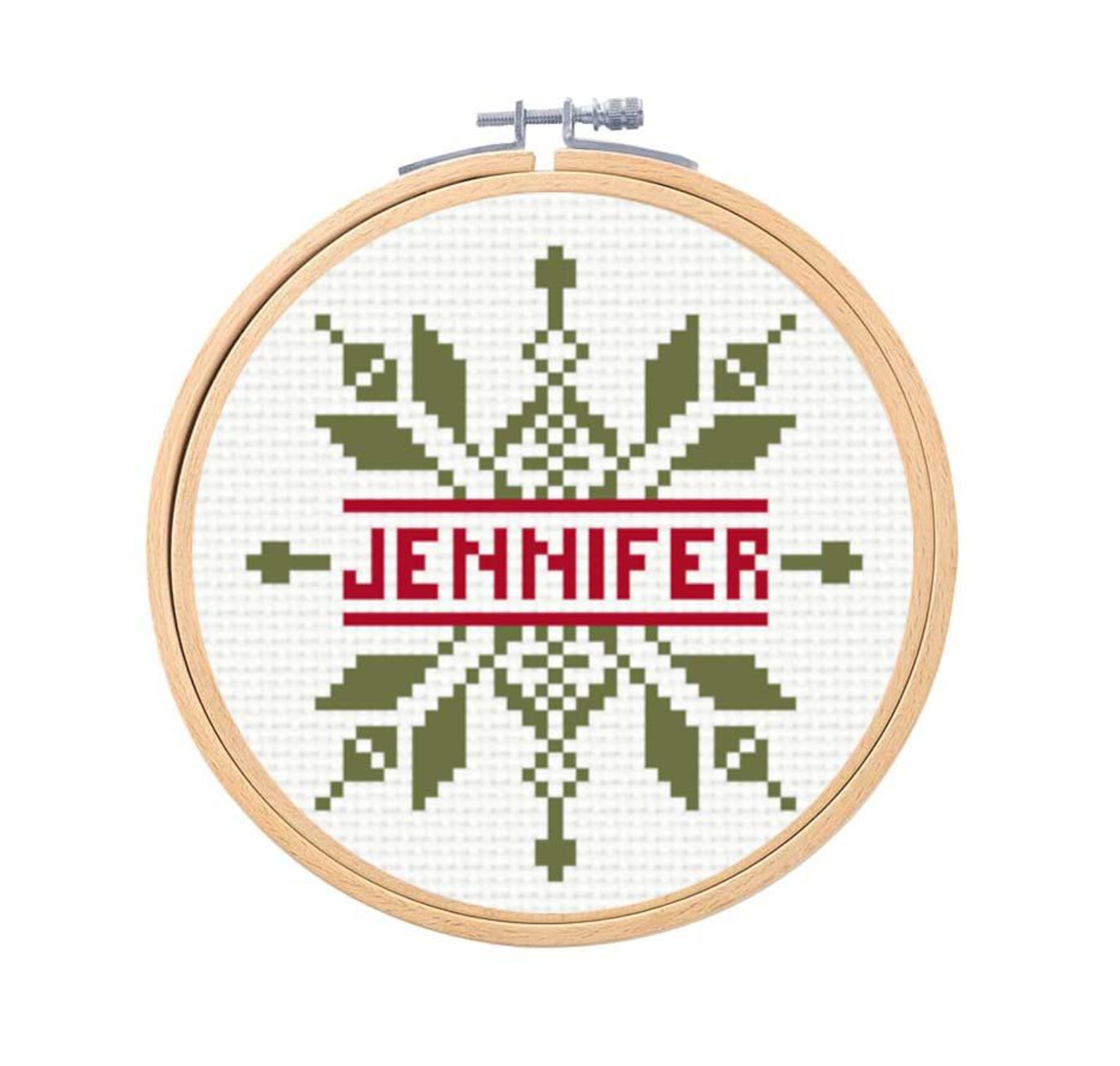 Snowflake Cross Stitch Pattern Personalized Christmas Tree Ornament, X ...