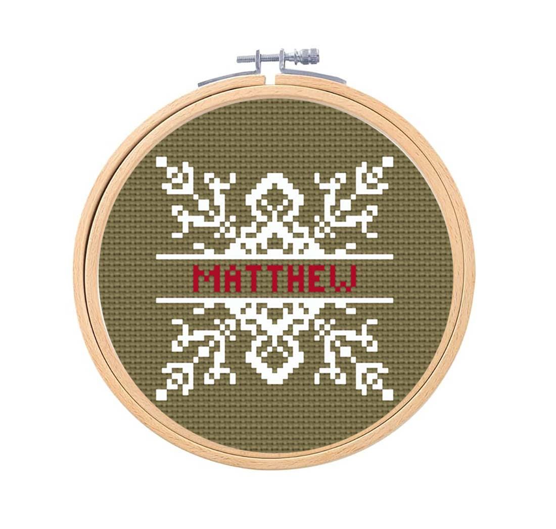 Snowflake Cross Stitch Pattern Personalized Christmas Tree Ornament, X ...