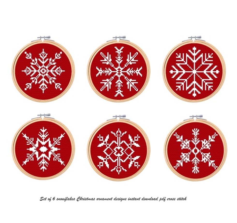 Snowflakes Cross Stitch Patterns for Christmas Tree Ornaments, X-mas ...